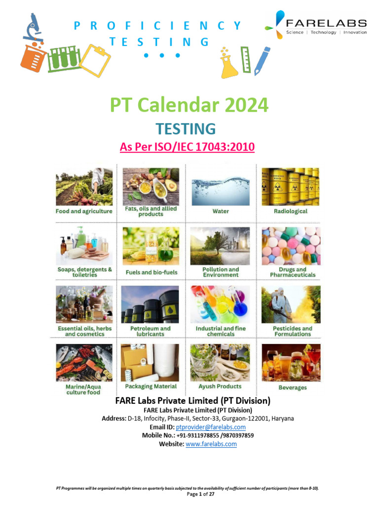 Testing PT Calendar International | PDF | Fat | Chemical Substances