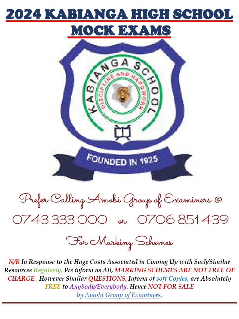 Kabianga High School 2024 Mock Exams | PDF | Technology & Engineering