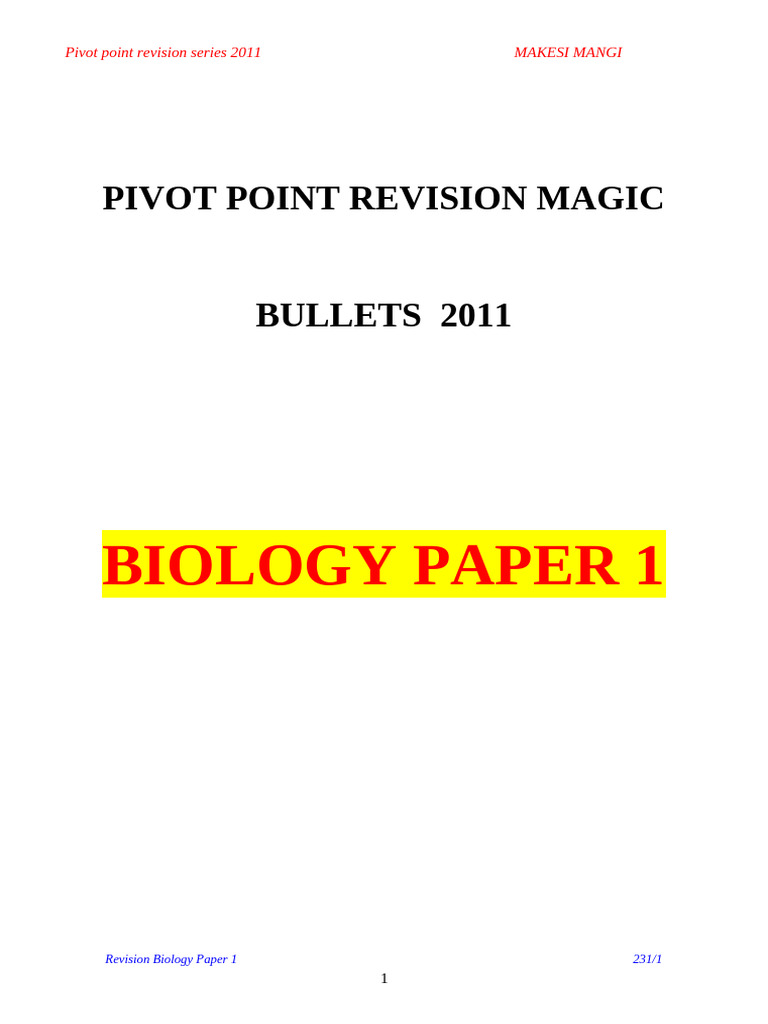 Biology Paper 1 Revision Booklet | PDF | Glucose | Enzyme