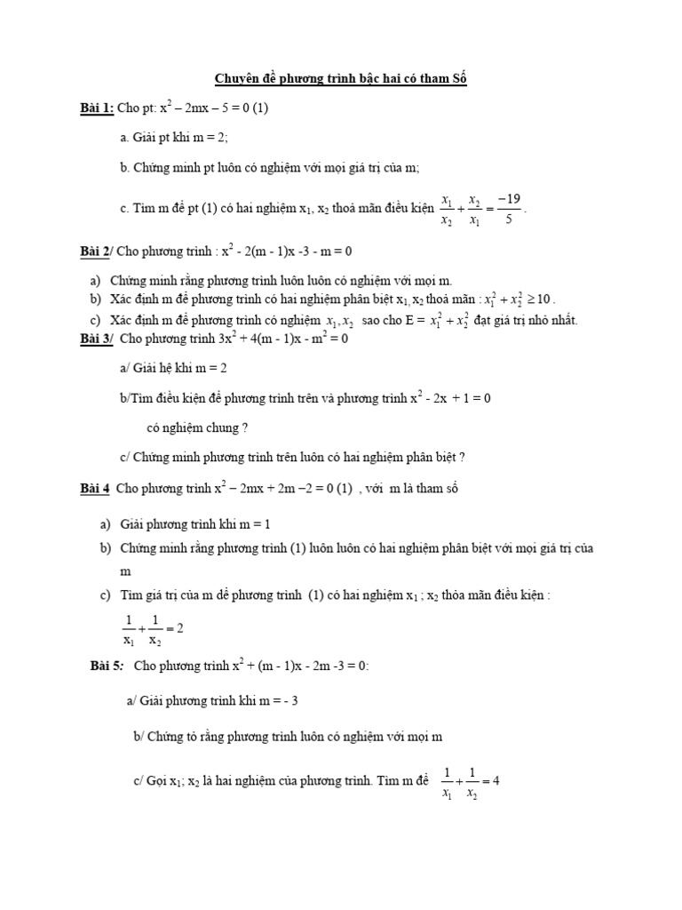 Chuyen de Phuong Trinh Bac 2 2 | PDF
