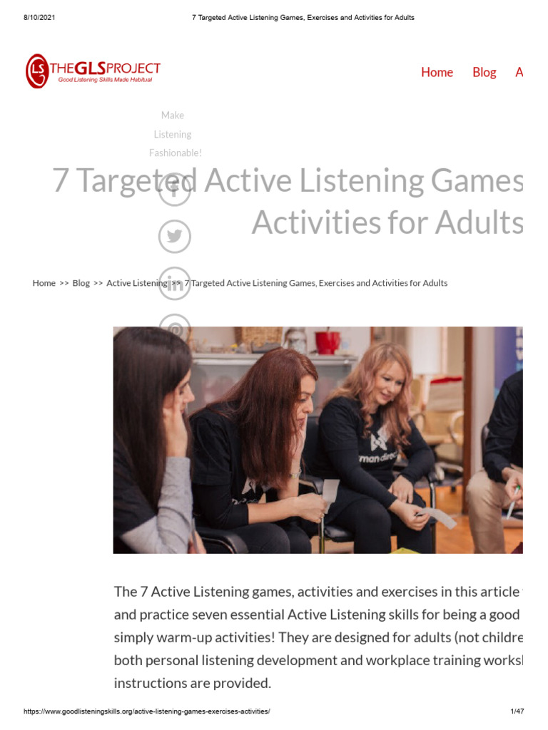 SUGGESTED Listening Games, Exercises and Activities for Adults | PDF ...