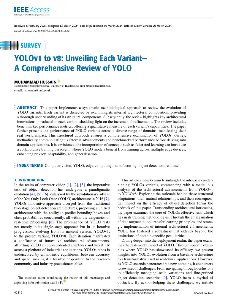 YOLOv1 To v8 Unveiling Each VariantA Comprehensive Review of YOLO | PDF | Image Segmentation ...