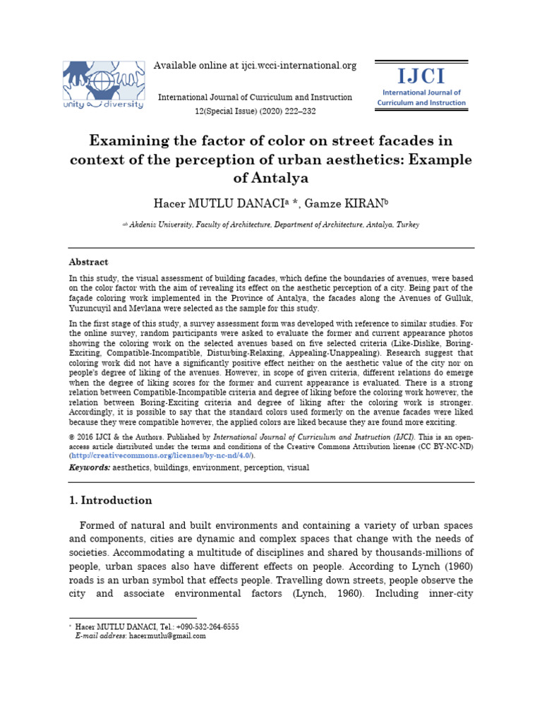 Examining the factor of color on street facades in | PDF | Perception | Composition (Visual Arts)