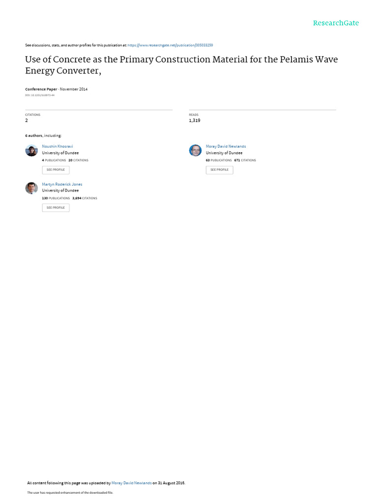 Concrete As Pelamis Primary Material - Khosravi | PDF | Concrete ...