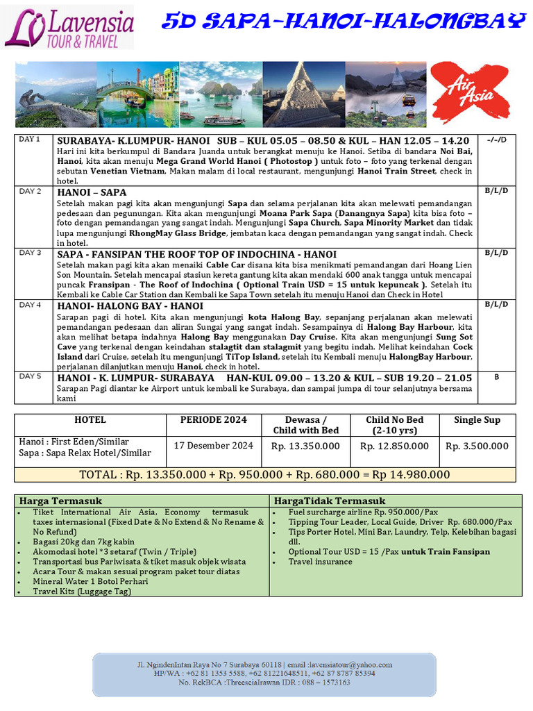 5D SAPA-HANOI-HALONGBAY 17 DES 2024_LV | PDF