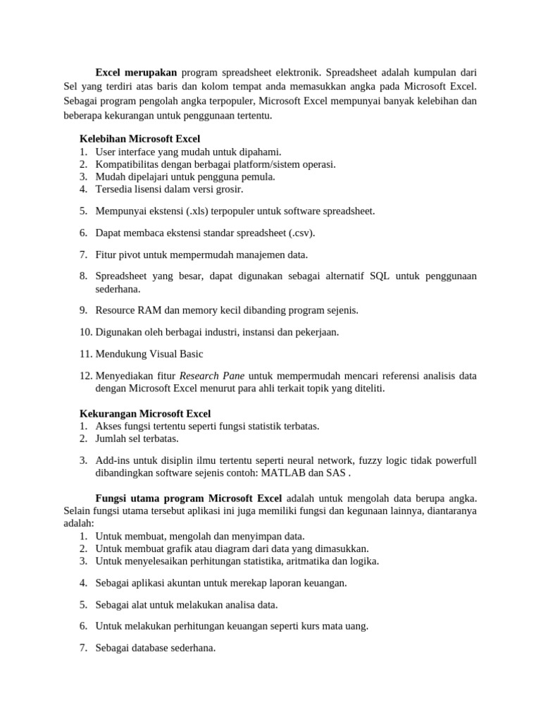 Pengenalan Microsoft Excel dan Fungsinya | PDF