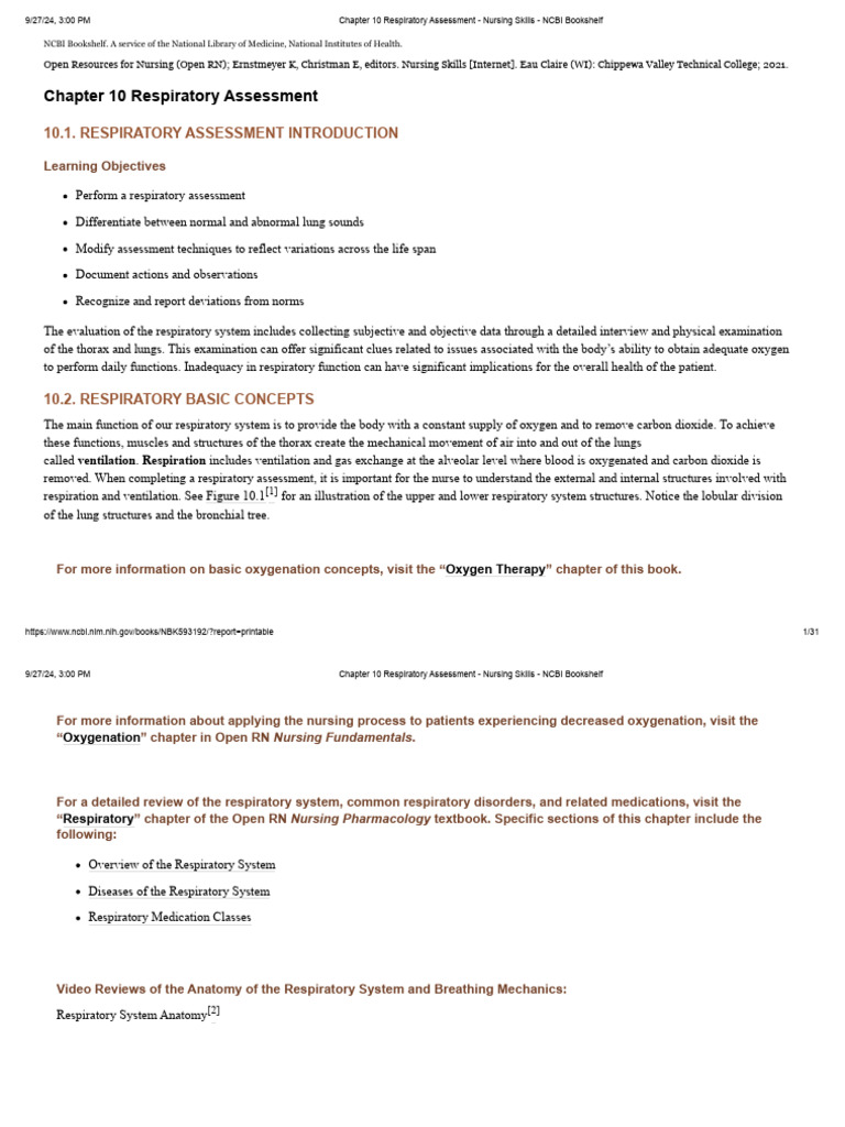 Nursing Respiratory Assessment Guide | PDF | Respiratory Tract | Thorax