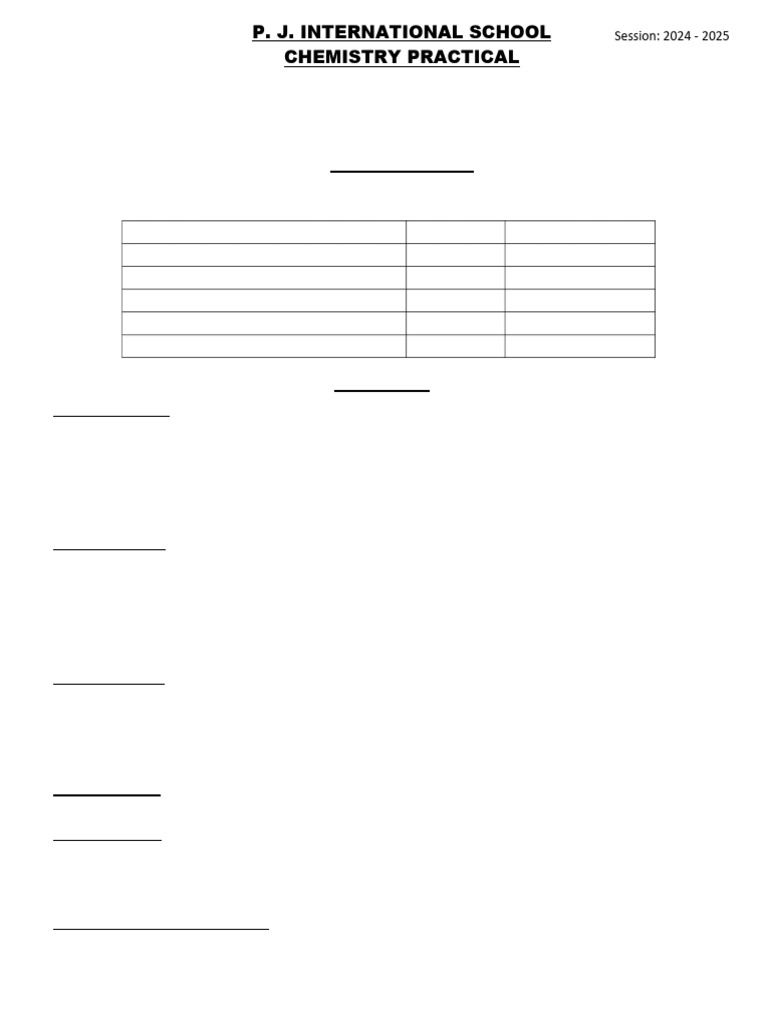 2 Chemistry Practical List For Practical | PDF | Salt (Chemistry) | Acid