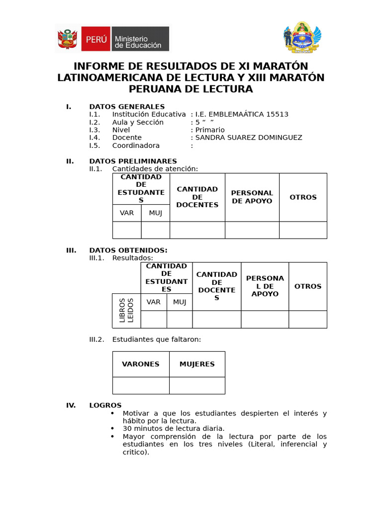 Informe de Maraton de Lectura | PDF | Aprendizaje