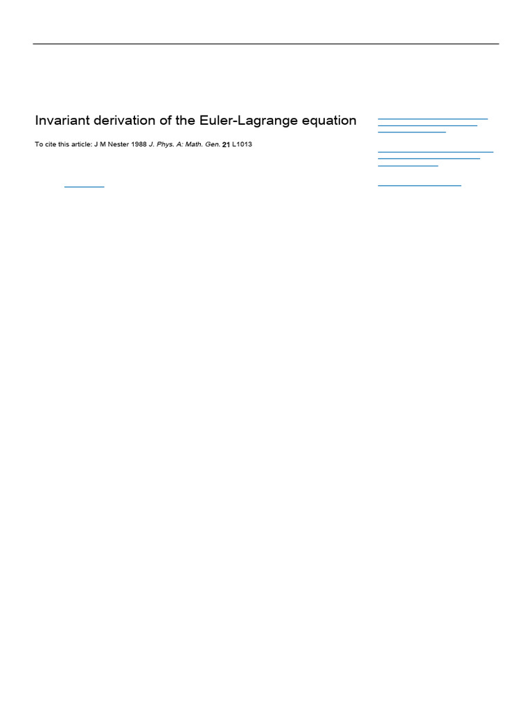 Physicists: Euler-Lagrange Derivation | PDF | Hamiltonian Mechanics | Euler–Lagrange Equation
