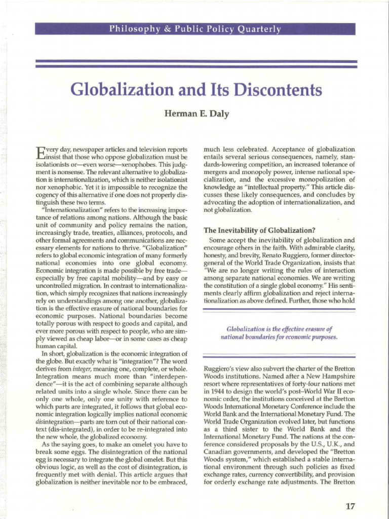 Globalization and Its Discontents: Philosophy Public Policy Quarterly ...