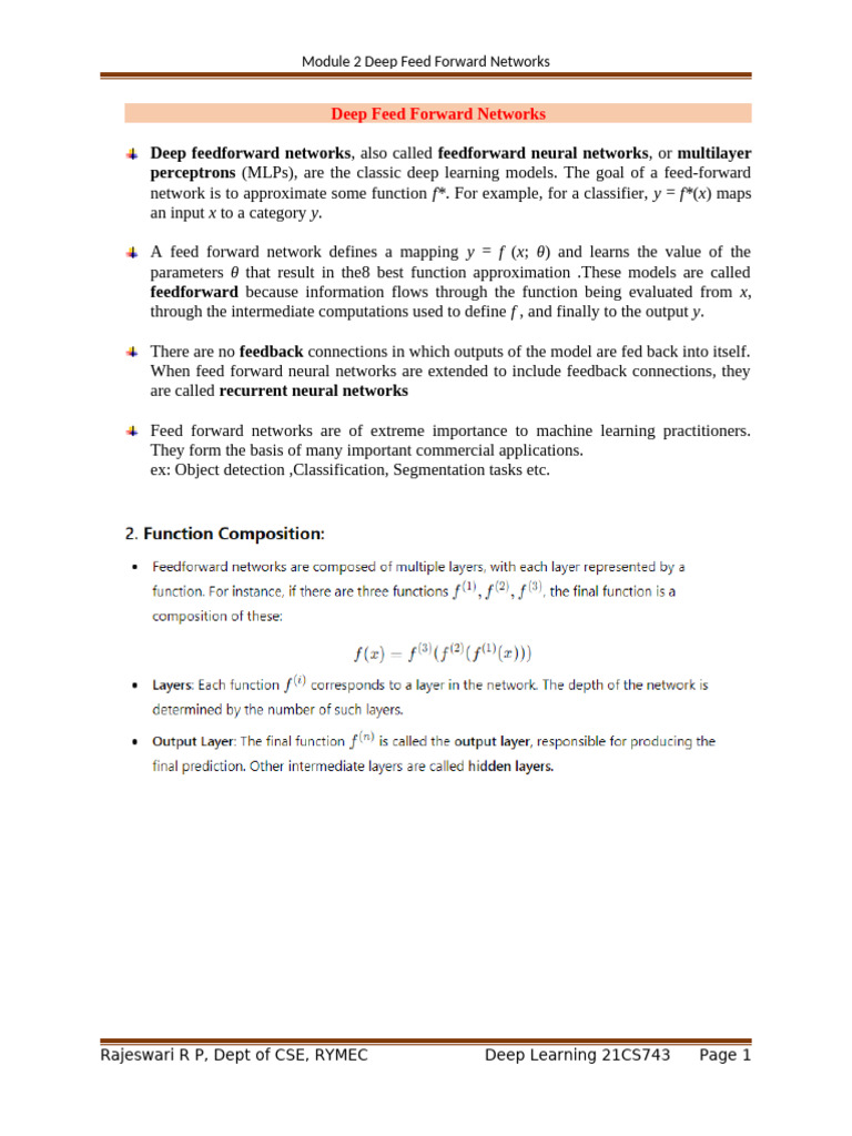 Module 2 Deep Feed Forward Networks | PDF | Artificial Neural Network | Mean Squared Error
