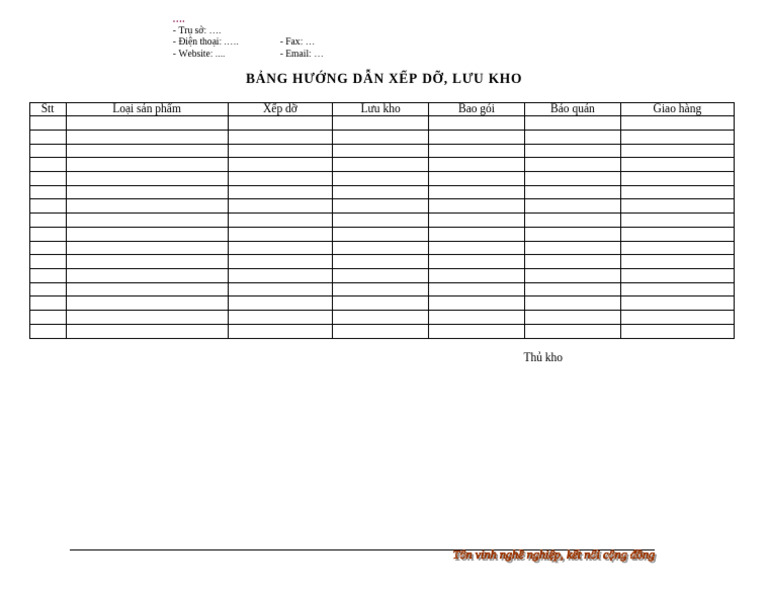Bang Xep Do Kho | PDF