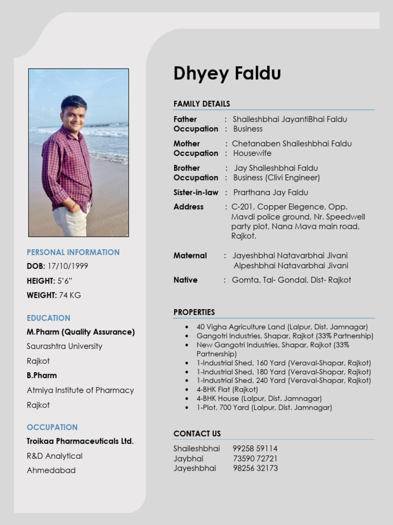 Dhyey Biodata FINAL | PDF