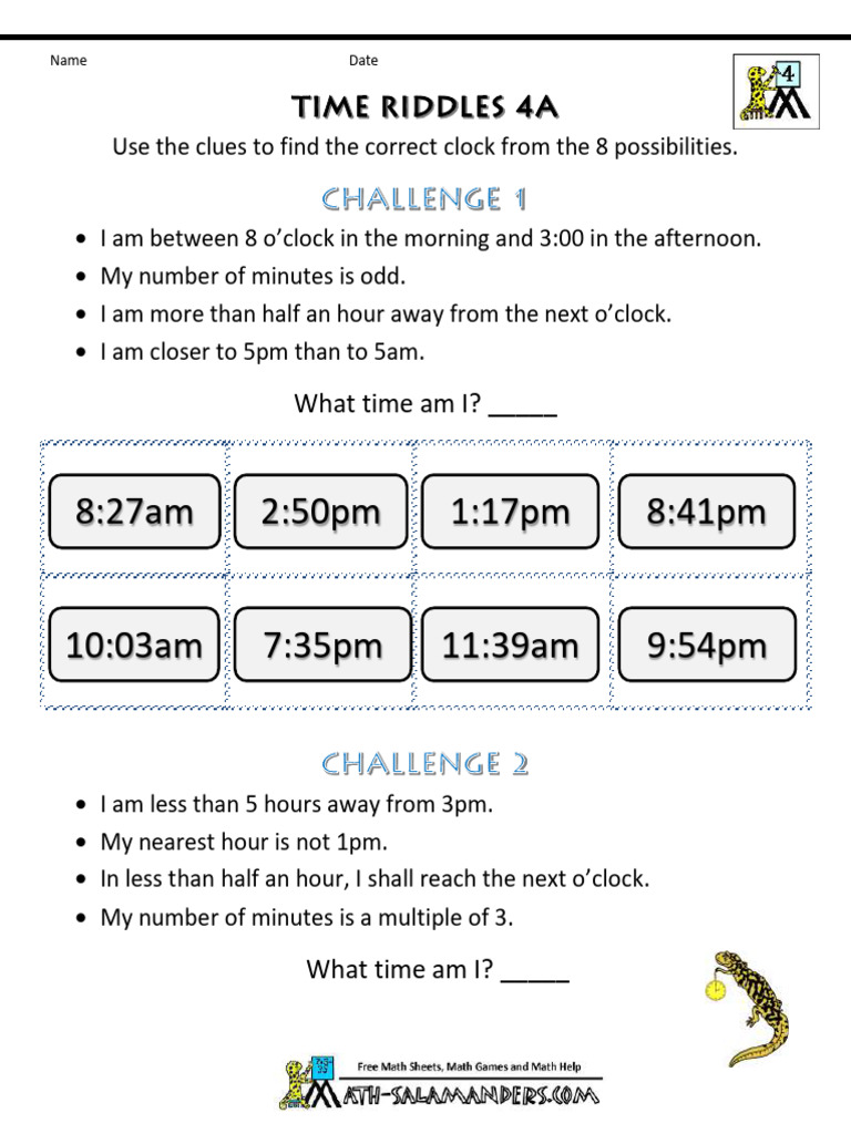 Time Riddles 4a | PDF