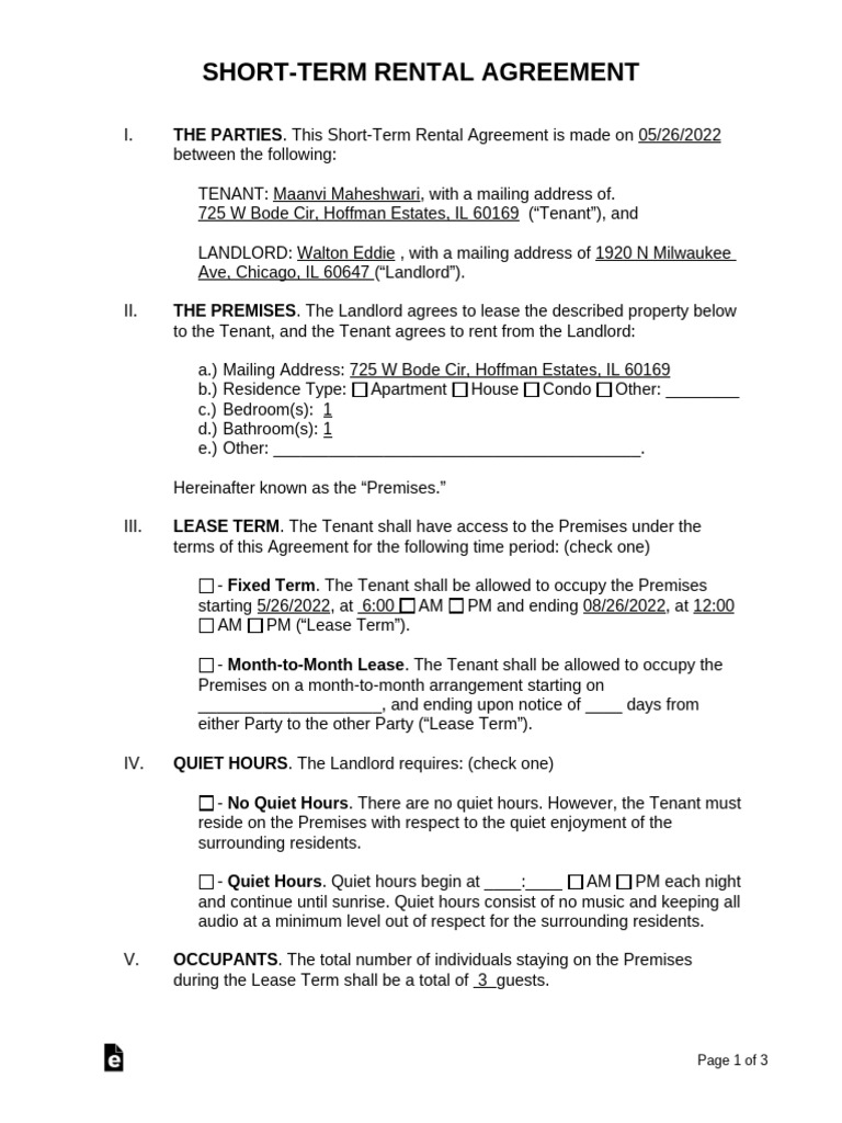 Lease Agreement - Filled Bryan | PDF | Leasehold Estate | Lease