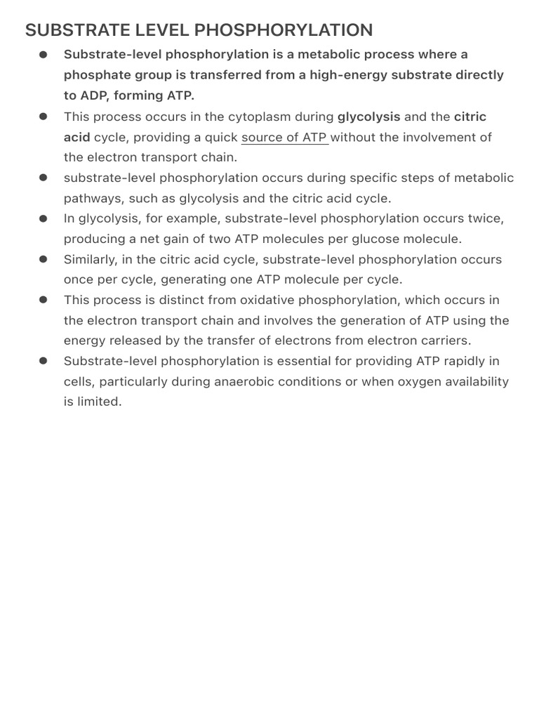 Substrate-Level Phosphorylation Explained | PDF | Science & Mathematics