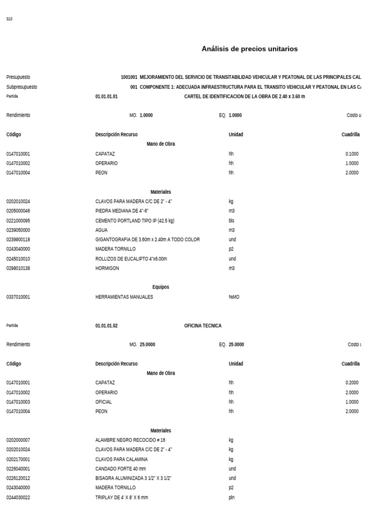 Apu - Componente 1 | PDF | Hormigón | Materiales