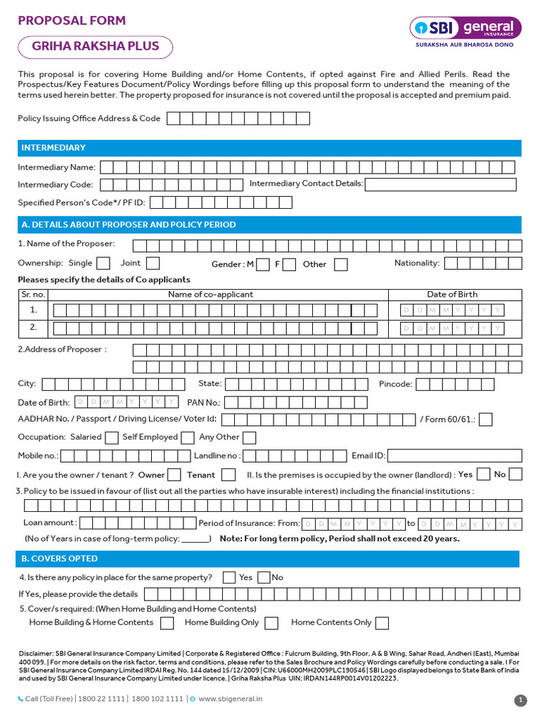 Home Insurance Proposal Form | PDF | Insurance | Cheque