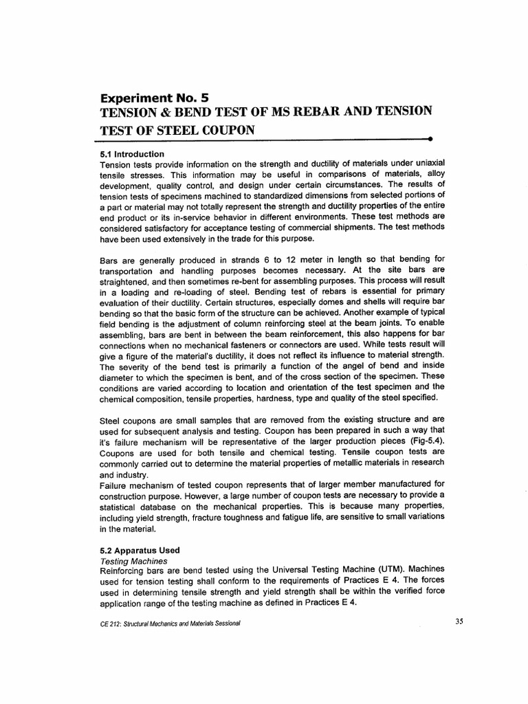 Coupon Test Bend Re Bend Test Pdf