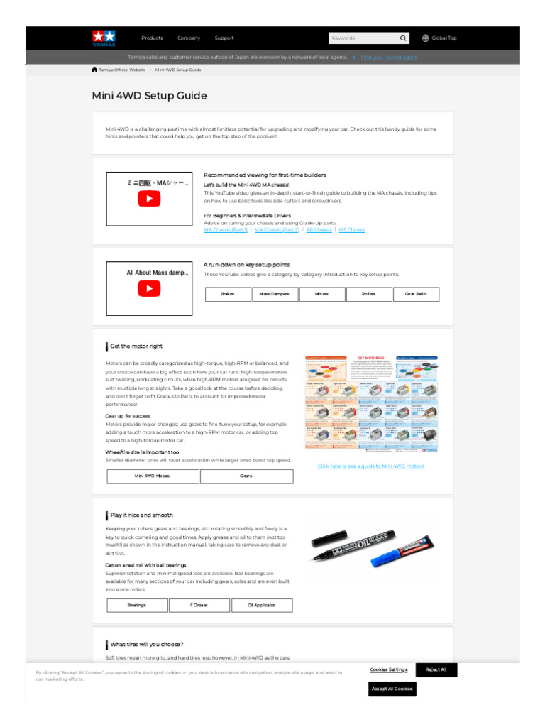 Mini 4WD Setup Guide - TAMIYA | PDF | Bearing (Mechanical) | Four Wheel Drive