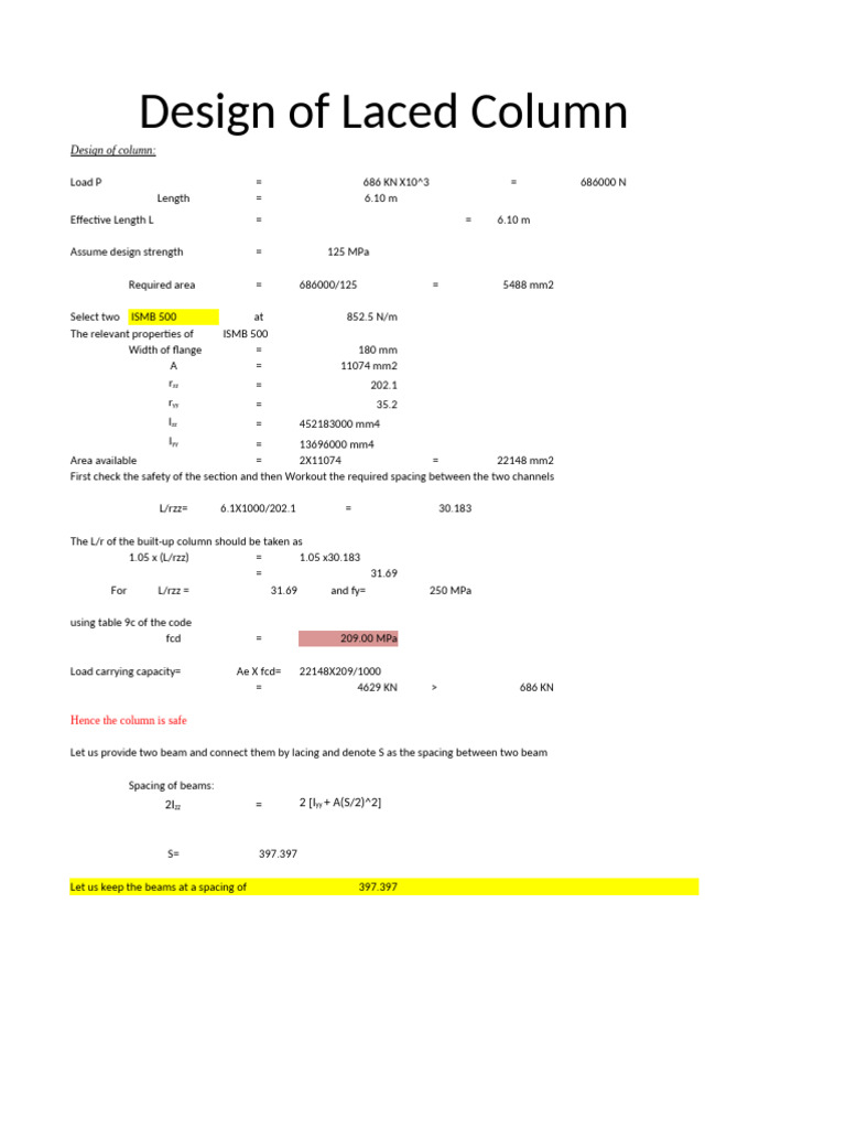 Laced Column Design and Analysis Guide | PDF