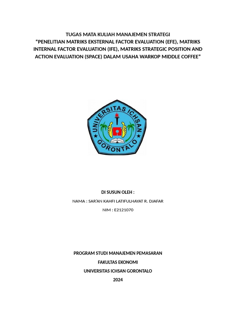 Analisis Matriks EFE, IFE, dan SPACE Warkop | PDF