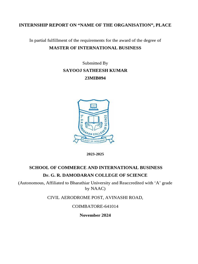 02.internship Report Front Pages-1 | PDF | Human Resources | Employment