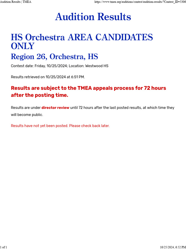 TMEA Region 26 Orchestra Results 2024 | PDF