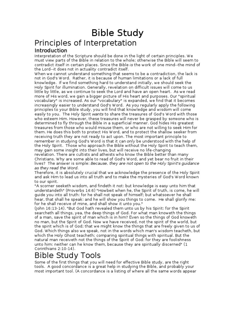 Bible Study: Principles of Interpretation | PDF | Saint Peter | Book Of ...