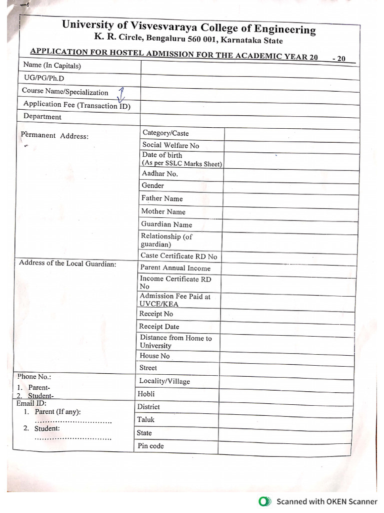 Application Hostel Admission 2023-24 | PDF