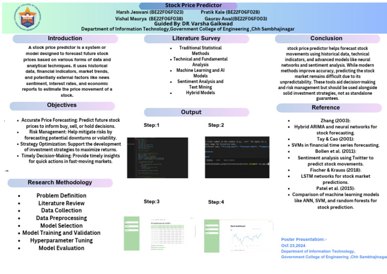 Stock Price Predictor (Poster) | PDF | Prediction | Forecasting