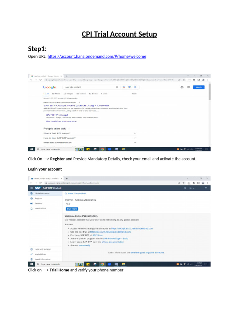 SAP CPI Trial Account Setup Guide | PDF | Computers