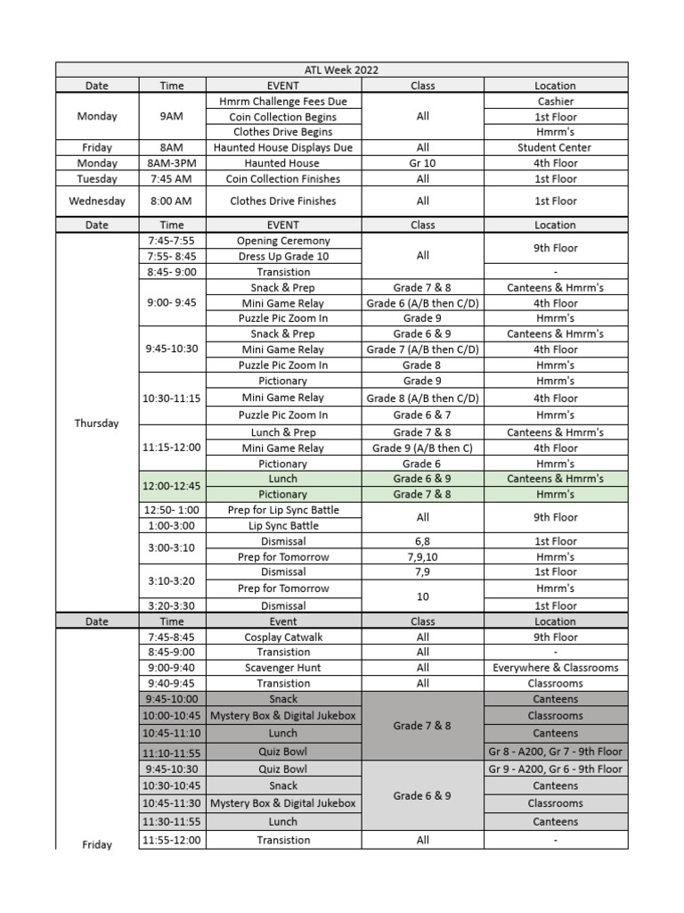 ATL2022 Schedule - 2022 Schedule (1) | PDF