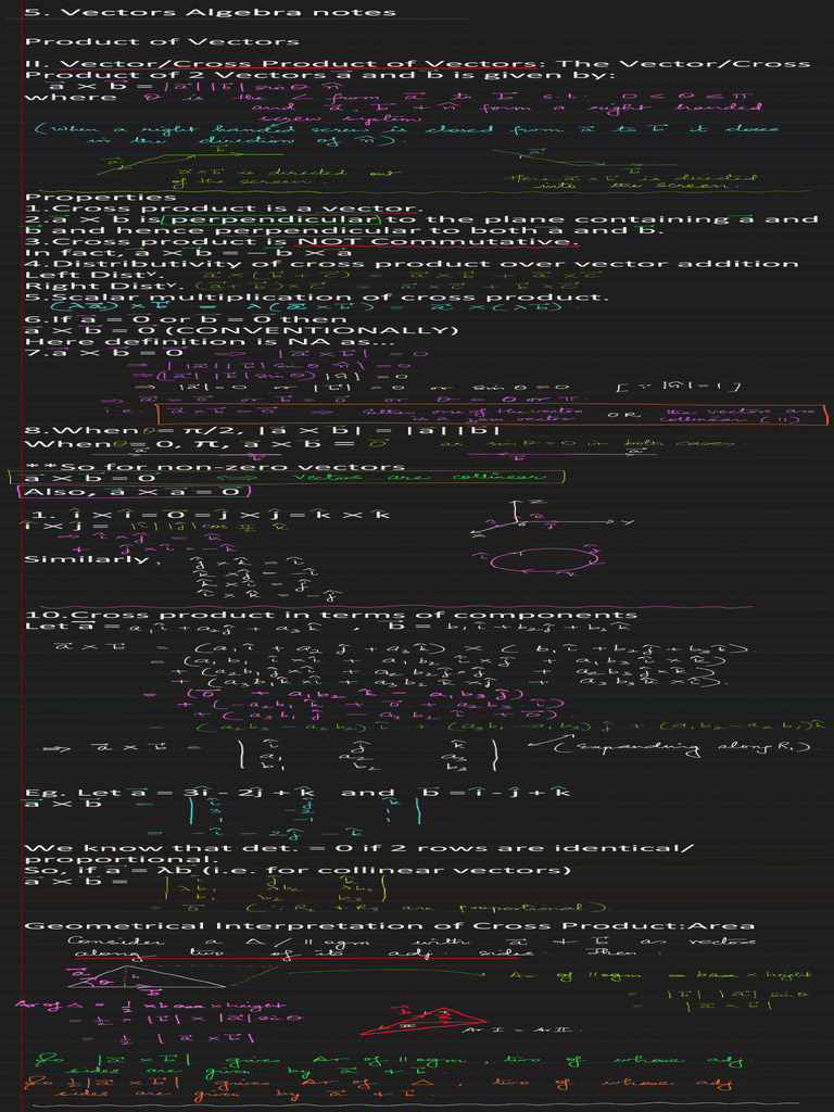 Vectors Algebra Notes | PDF