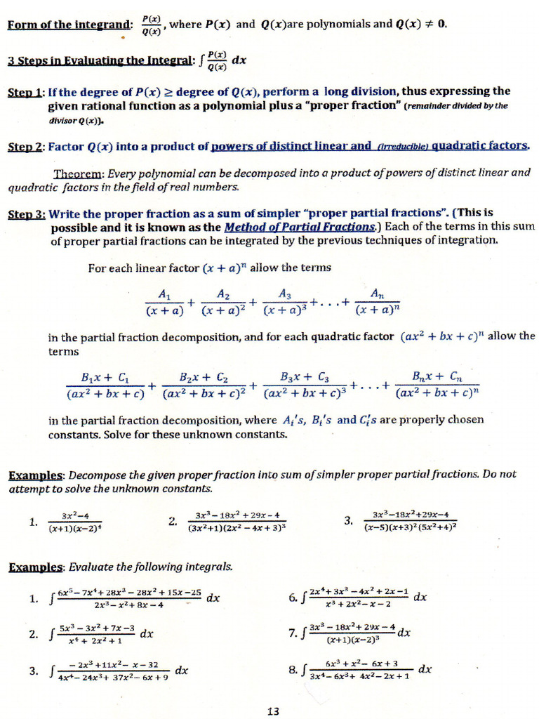 061 Lec06 Integration of Rational Function | PDF
