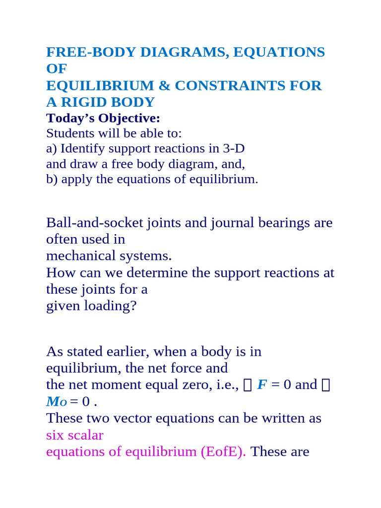 FBD and equilibrium | PDF