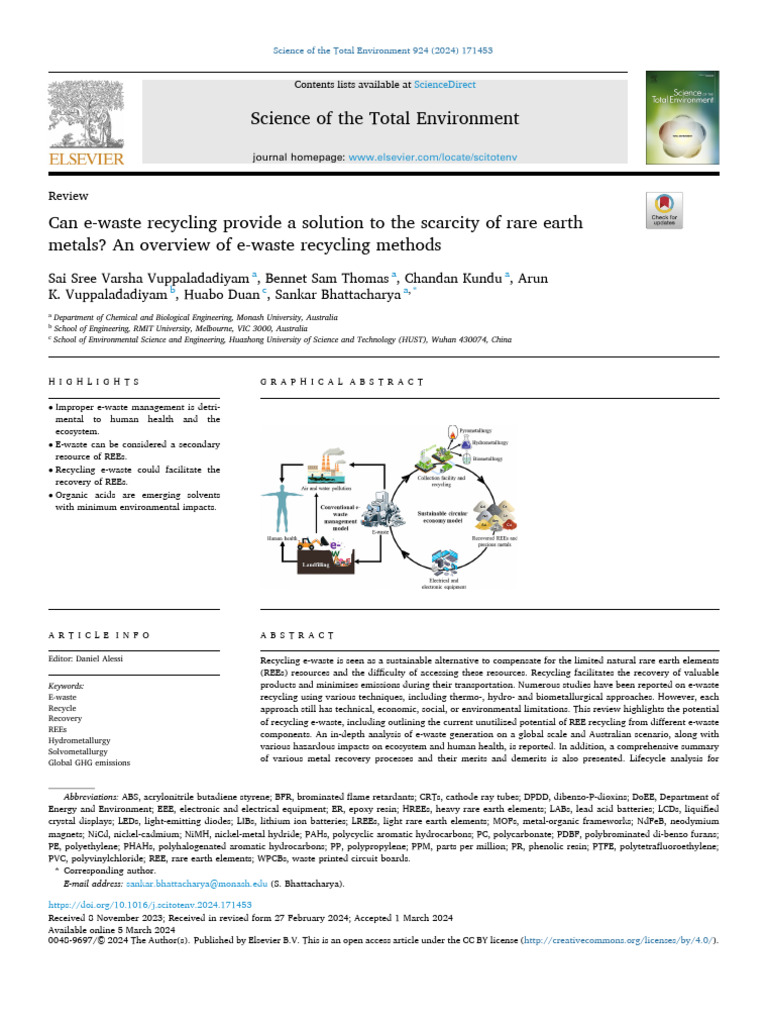 Can E-Waste Recycling Provide A Solution To The Scarcity of Rare Earth Metals - An Overview of E ...