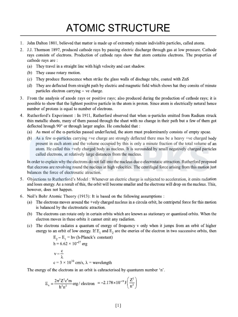 Structure of Atom | PDF