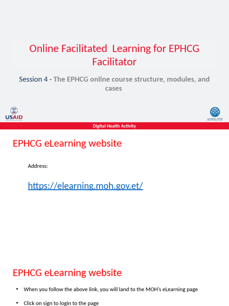 Student Platform Overview and Current Status of EPHCG Online Learning ...