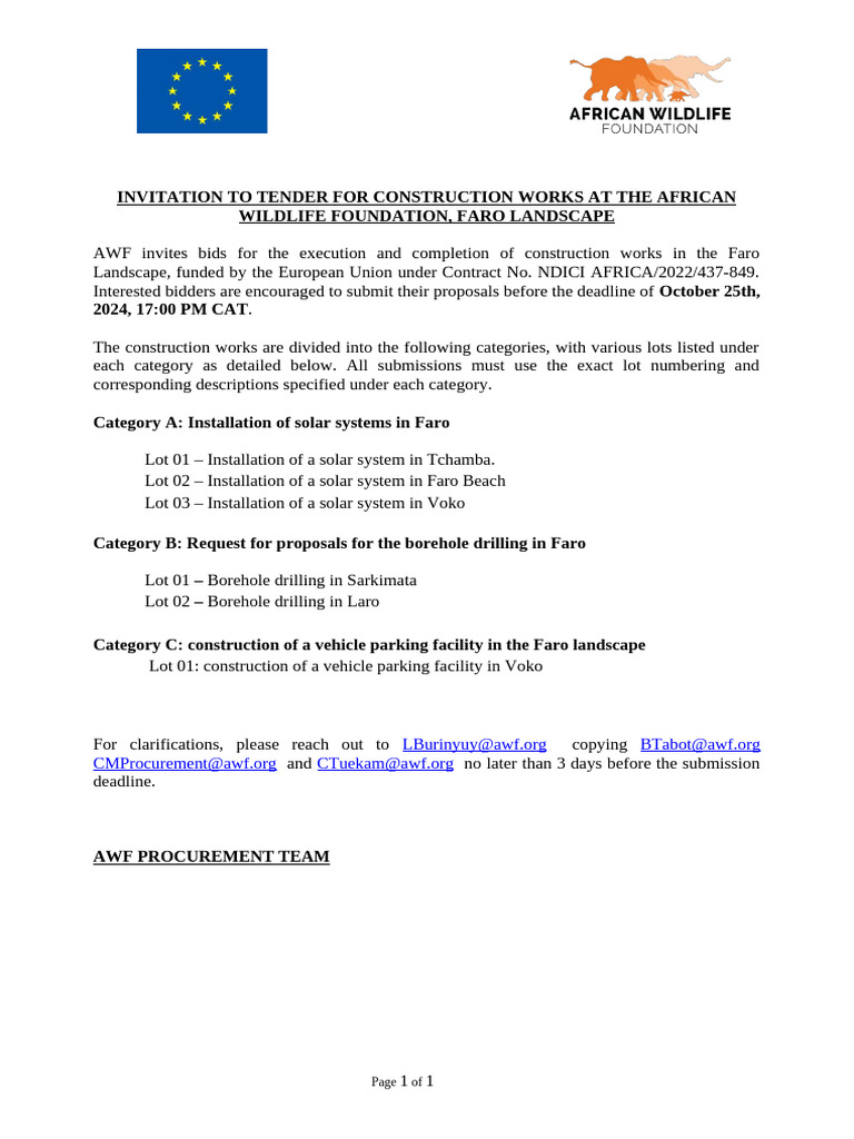 Draft Advert - Tender Document - EU Faro Construction Works 2 ENG | PDF