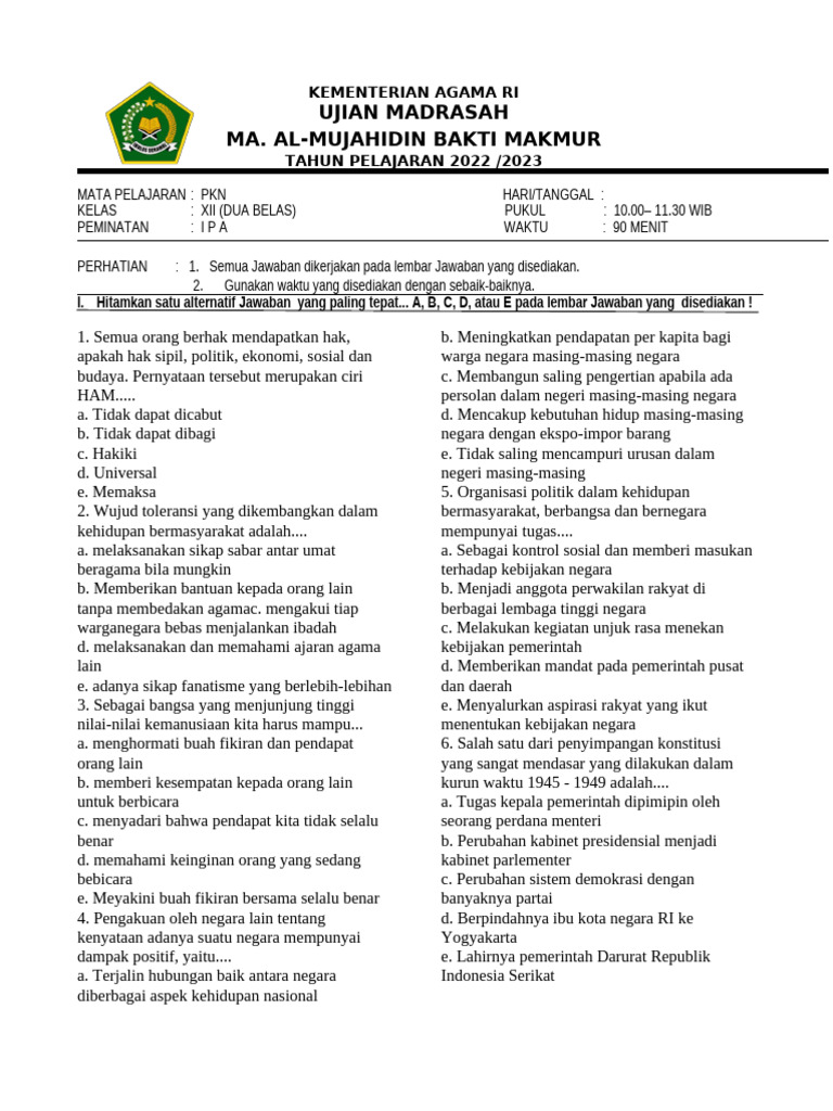 Soal Am PKN | PDF