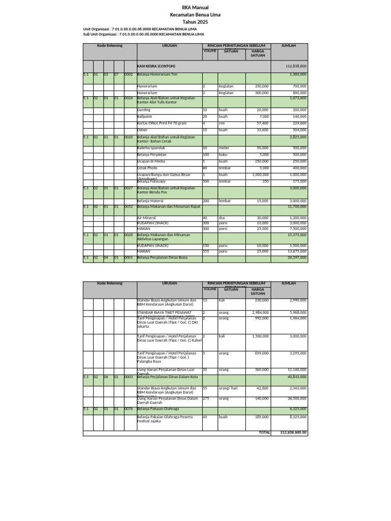 Contoh Rka 2025 | PDF