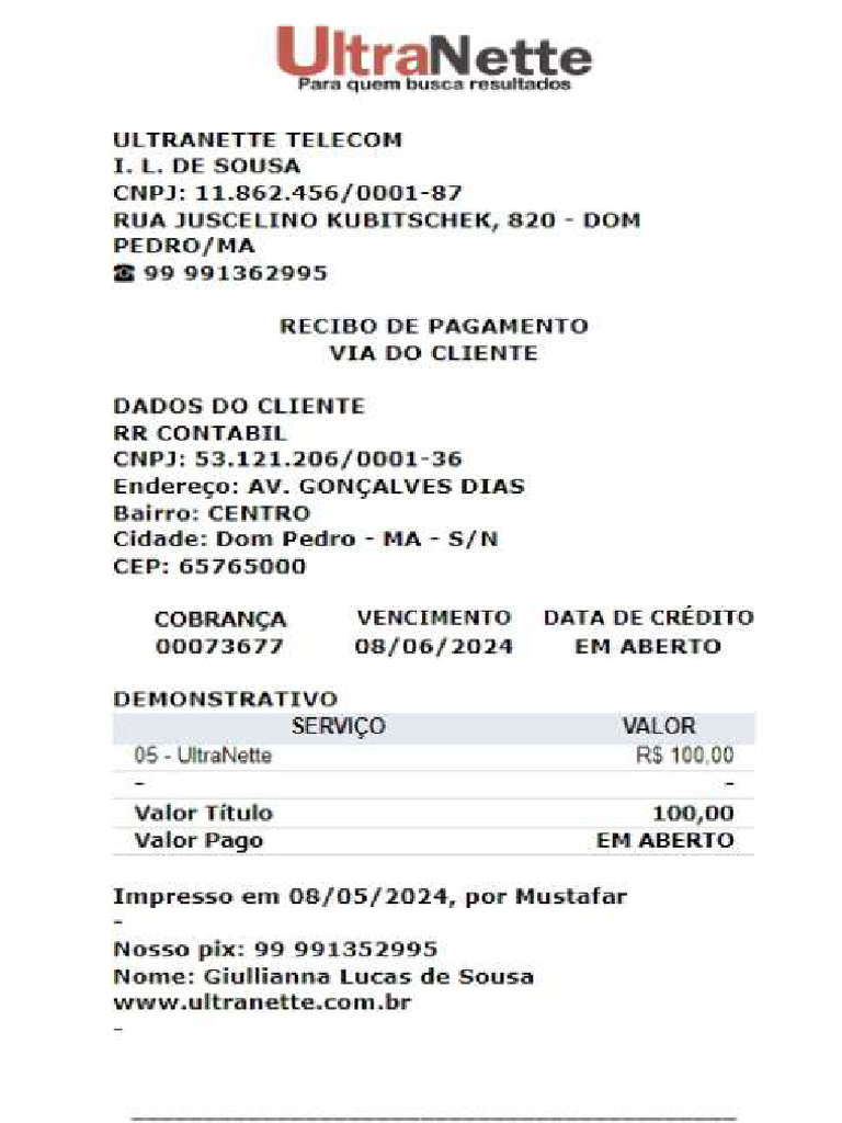 Comprovante_Ultranette_RRContabil_Junho | PDF