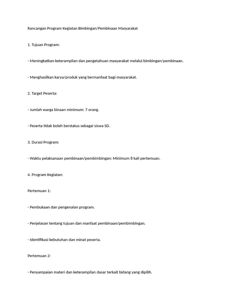 Contoh Rancangan Program Kegiatan Bimbingan | PDF