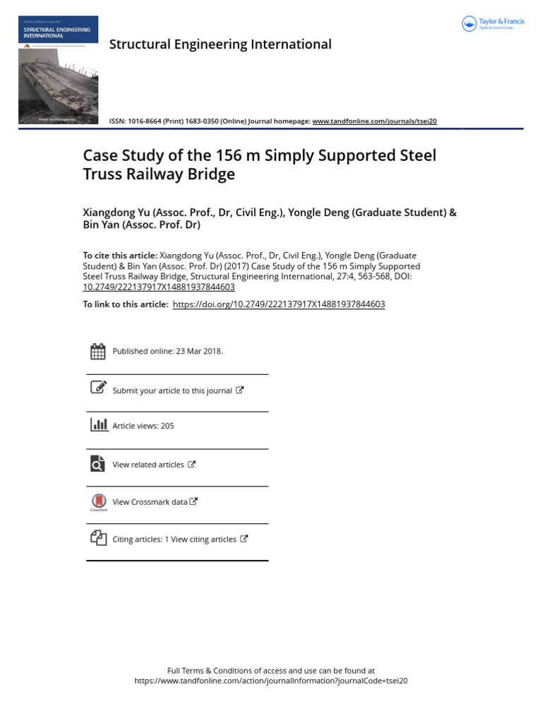 Case Study of the 156 m Simply Supported Steel Truss Railway Bridge | PDF | Truss | Strength Of ...