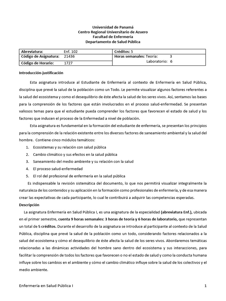 Programa Enf. 102 2024 | PDF | Aprendizaje | Evaluación