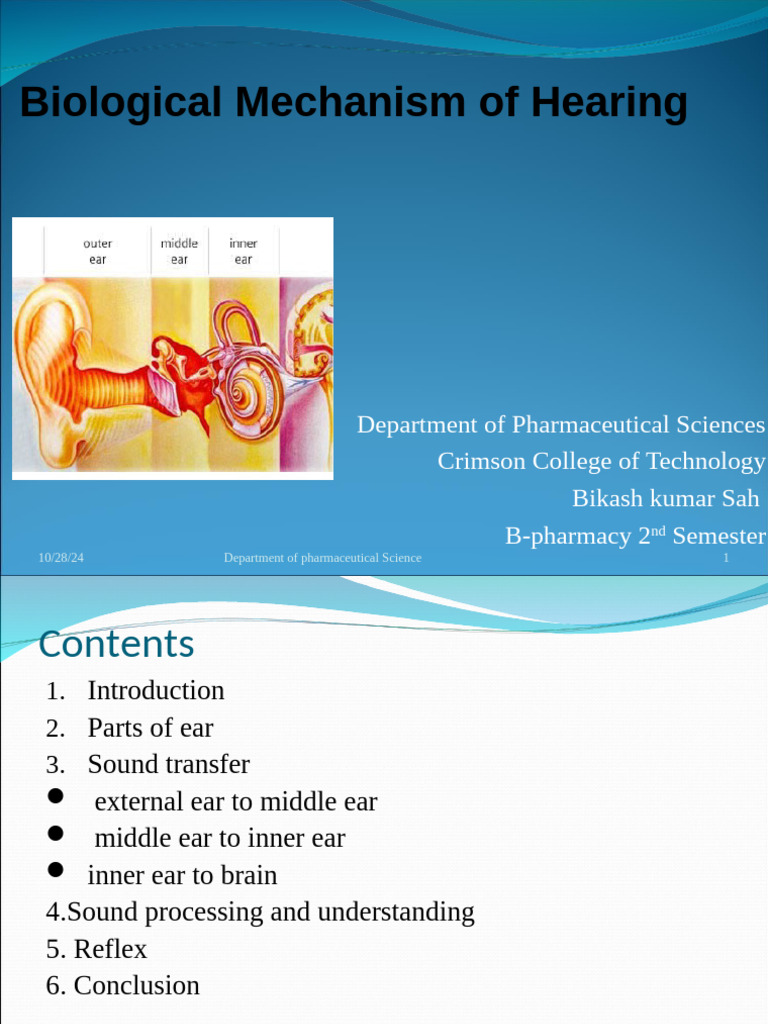 Biological Mechanism of Hearing Explained | PDF | Ear | Hearing