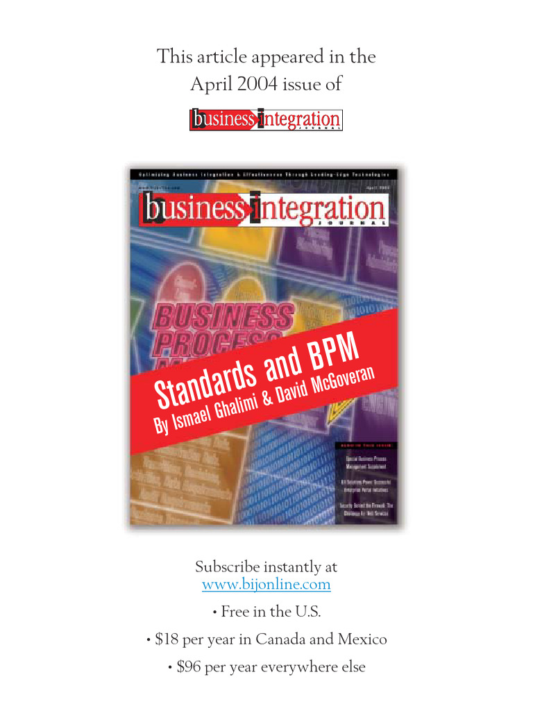BPM - Standards and BPM Ghalimi April04 | PDF | Business Process ...
