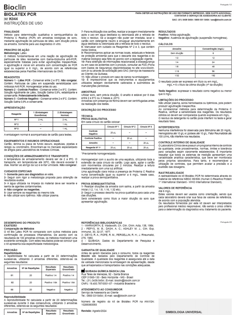 Biolatex PCR Trilingue Ago 2024 | PDF | Medicina Clínica ...